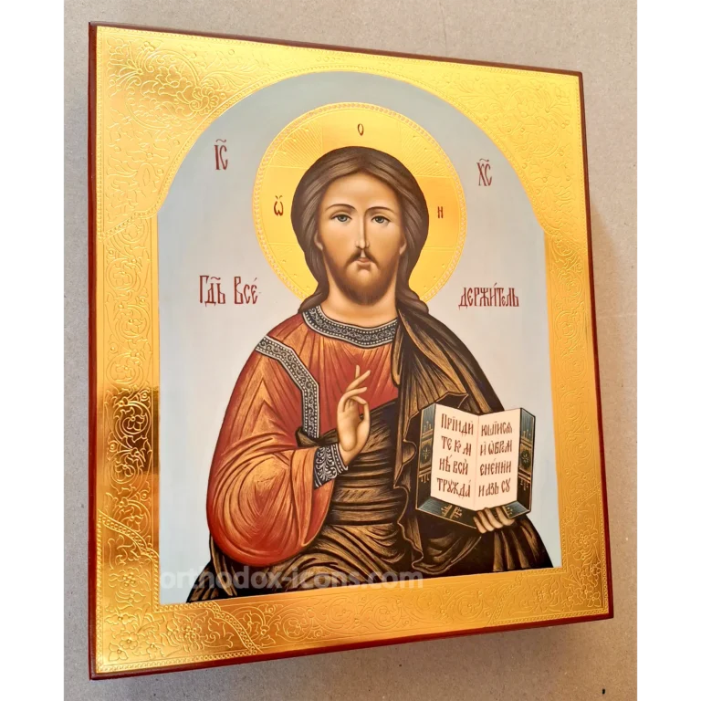Orthodox Icon Jesus Christ | Relief Gold Pantocrator